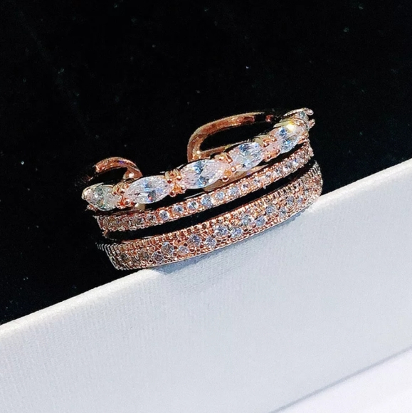 Jewelry | New Rose Gold Triple Stackable Adjustable Ring | Poshmark